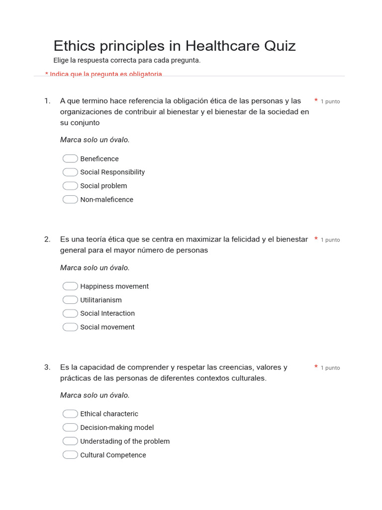 Principios Éticos en Salud: Quiz Interactivo | PDF