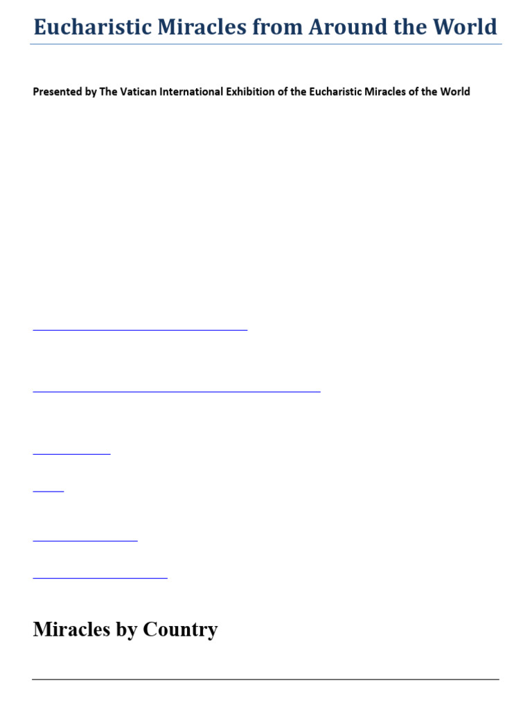 Global Eucharistic Miracles List | PDF | Catholic Church