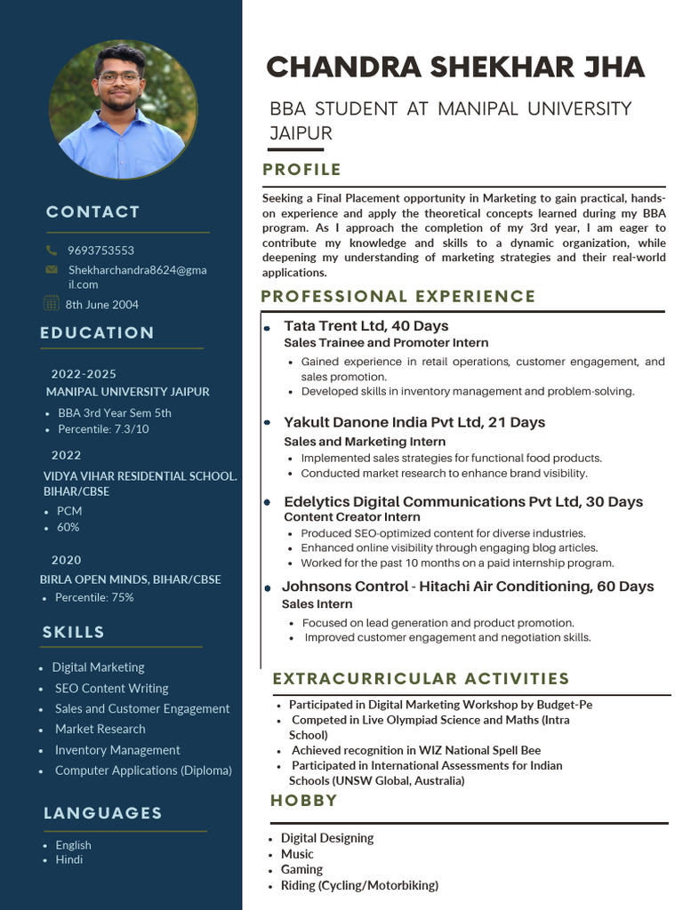 CV_Chandra Shekhar Jha | PDF | Marketing | Learning