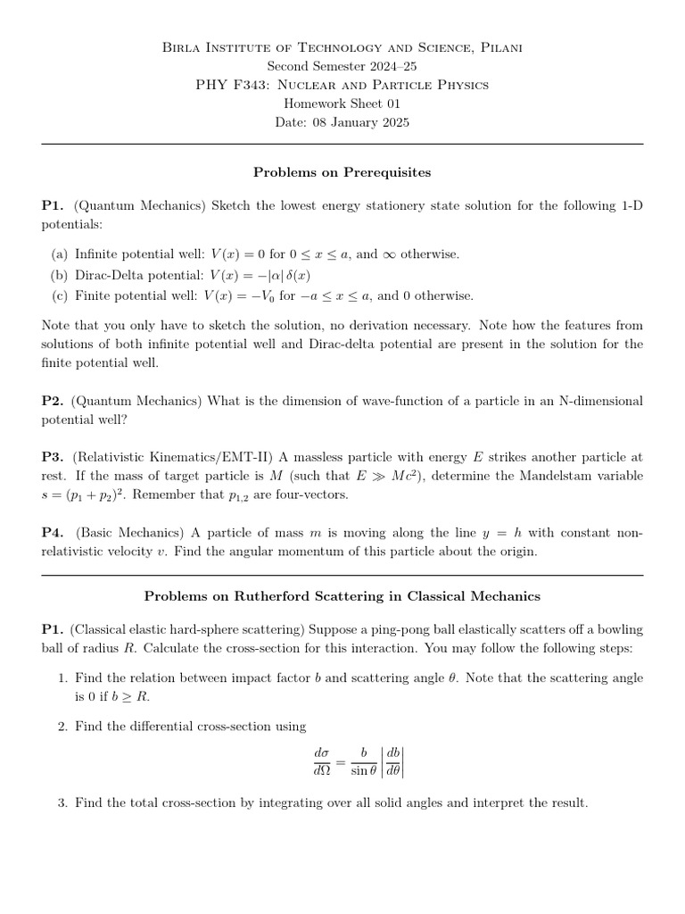 Classical Rutherford problem sheet | PDF | Cross Section (Physics) | Mechanics