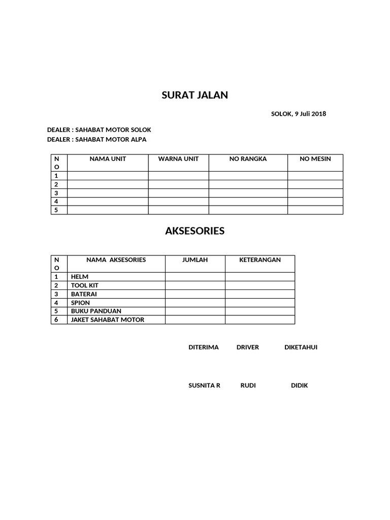 Surat Jalan Amprah | PDF