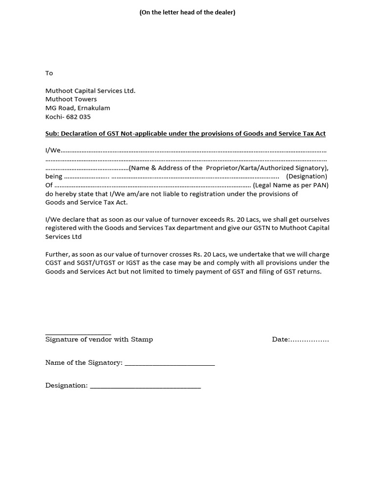 GST Declaration Form | PDF