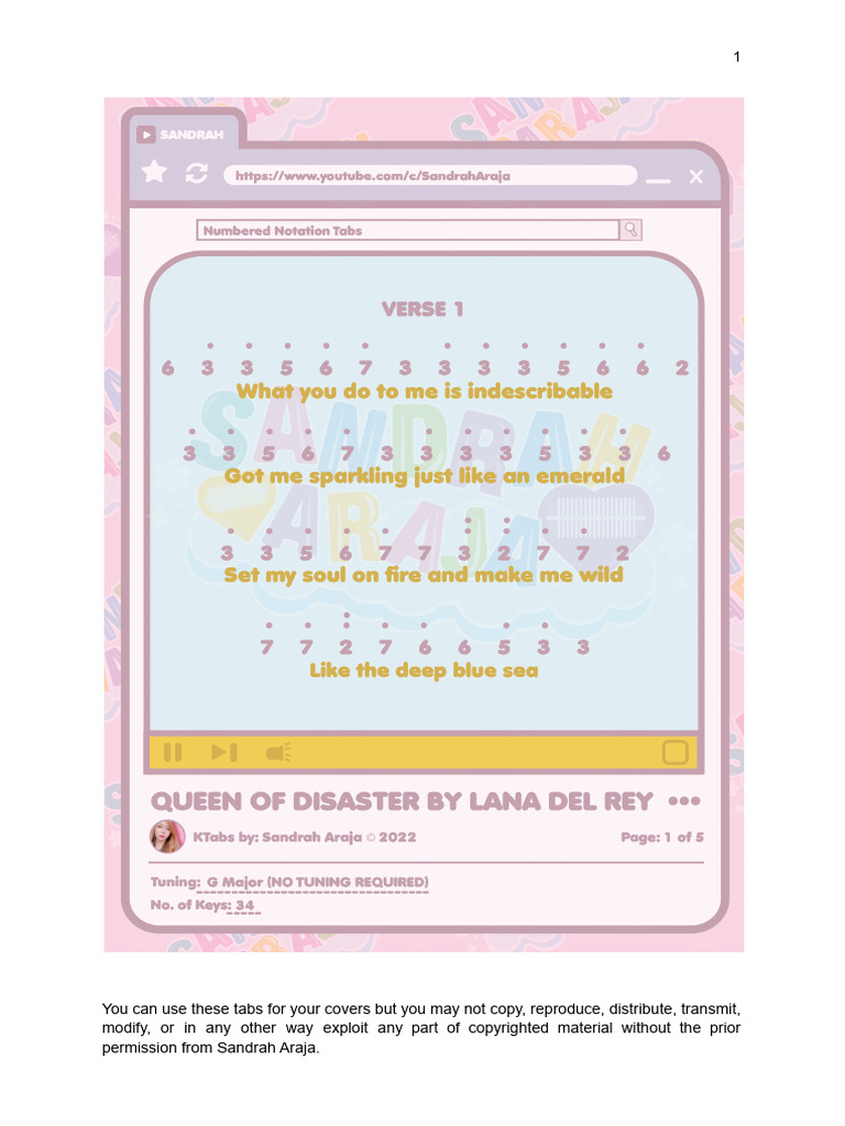 Queen of Disaster Numbered Notation 1g3qsa | PDF