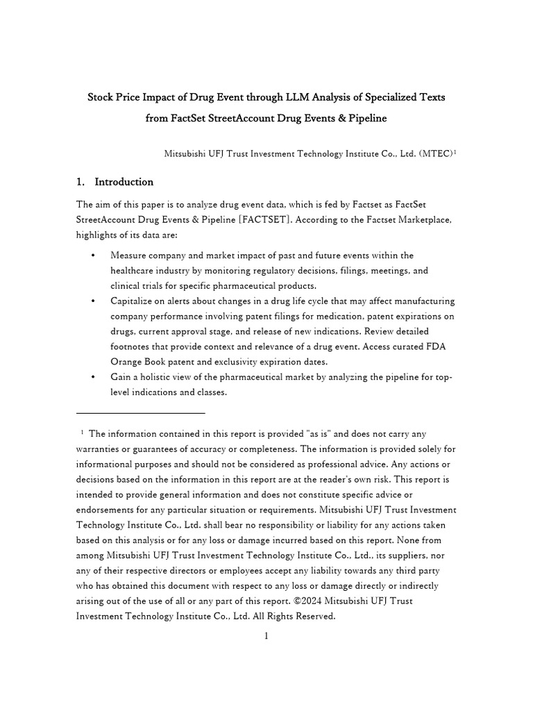 Stock Price Effects of Drug Events Analysis | PDF | Phases Of Clinical ...