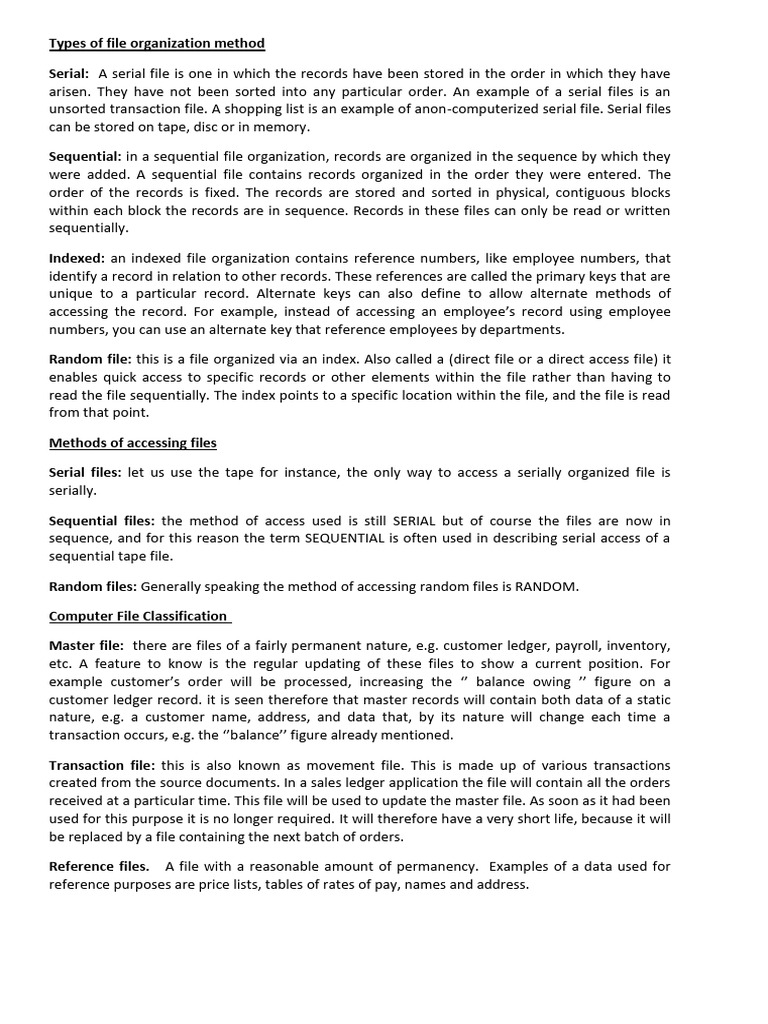 941_ss2 Lesson Note on Types of File Organization | PDF | Computer File | File System
