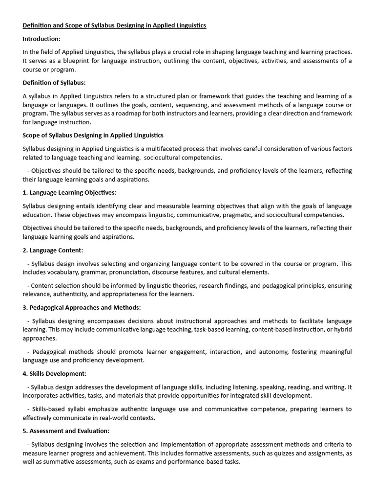 Scope of Syllabus Design | PDF