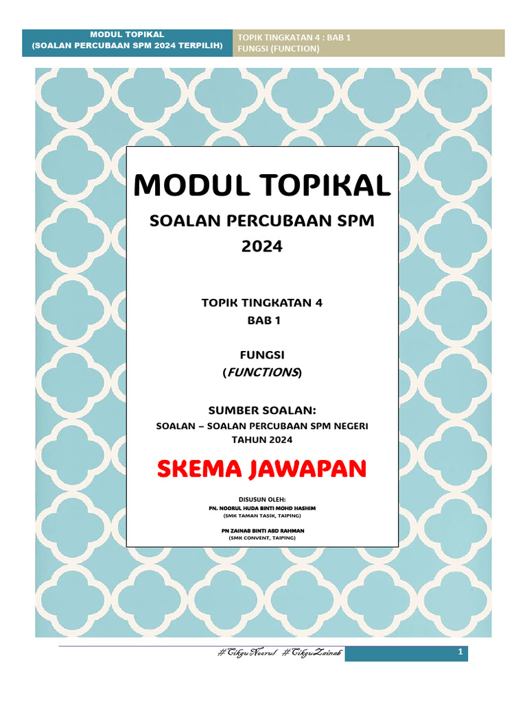 Skema Modul Trial Addmath | PDF
