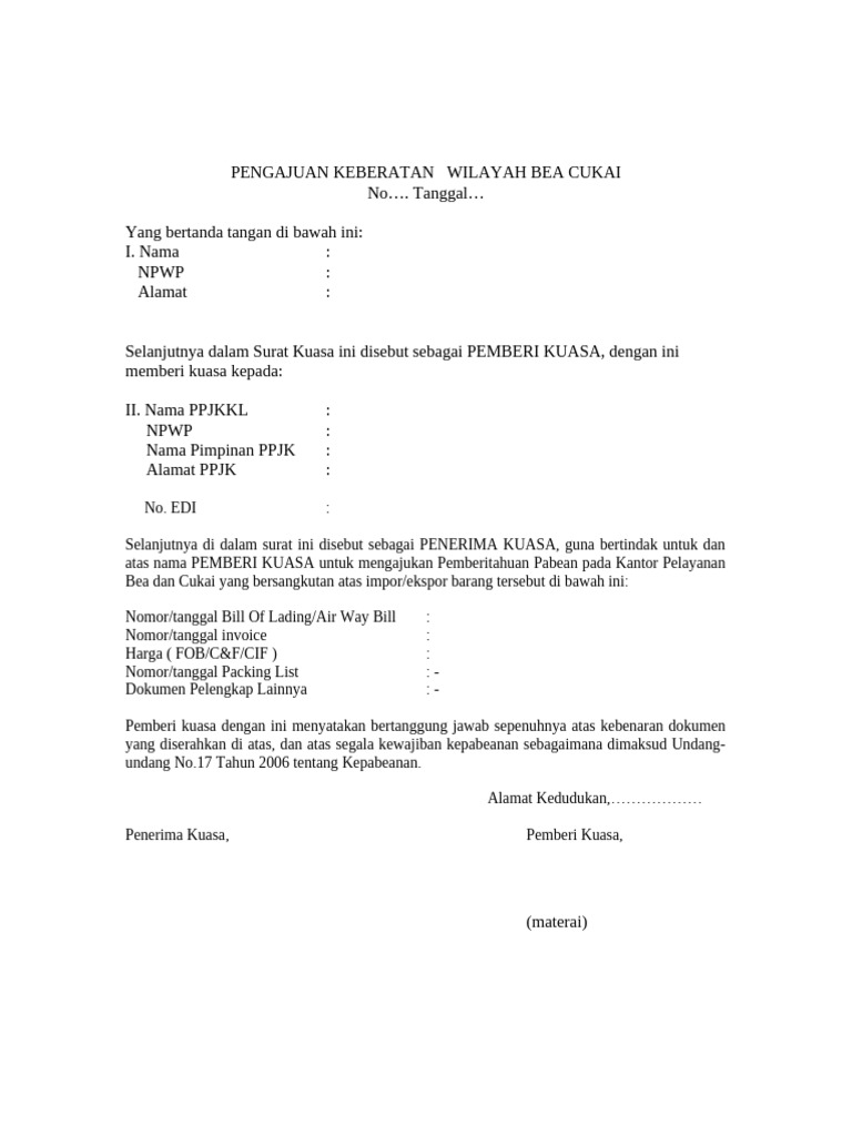Persona Dokumen Kuasa Bea Cukai | PDF