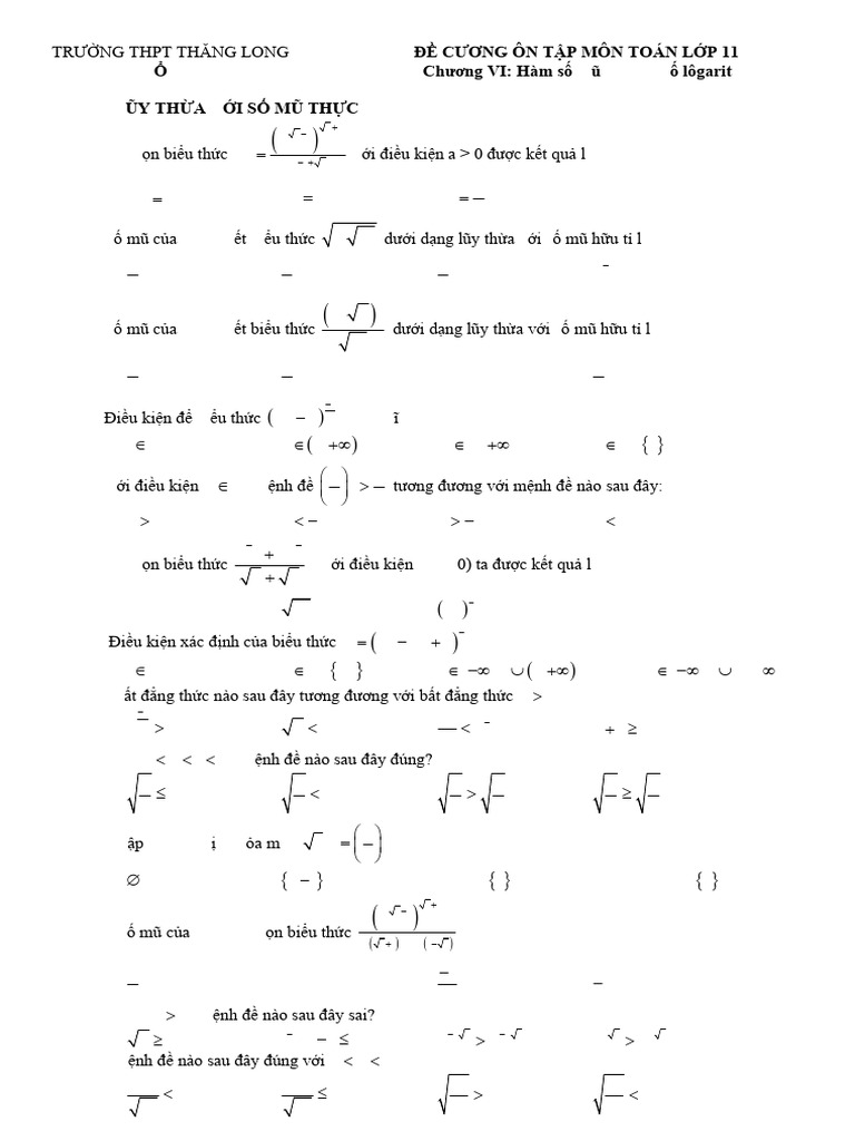 11 HKII - Chuong 6 - Luy Thua Mu Logarit | PDF