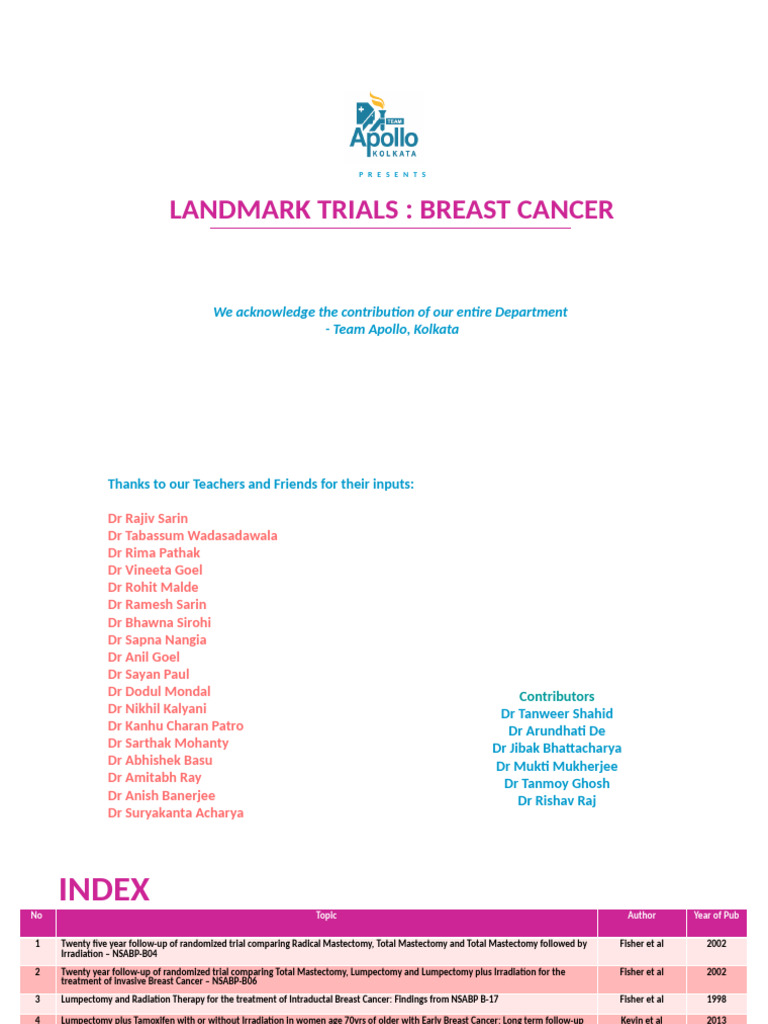 Landmark Trials in Breast Cancer Treatment | PDF | Breast Cancer ...