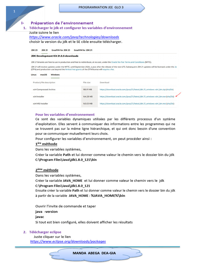 Guide d'installation JDK et Eclipse JEE | PDF | Java (Langage de programmation) | Logiciel