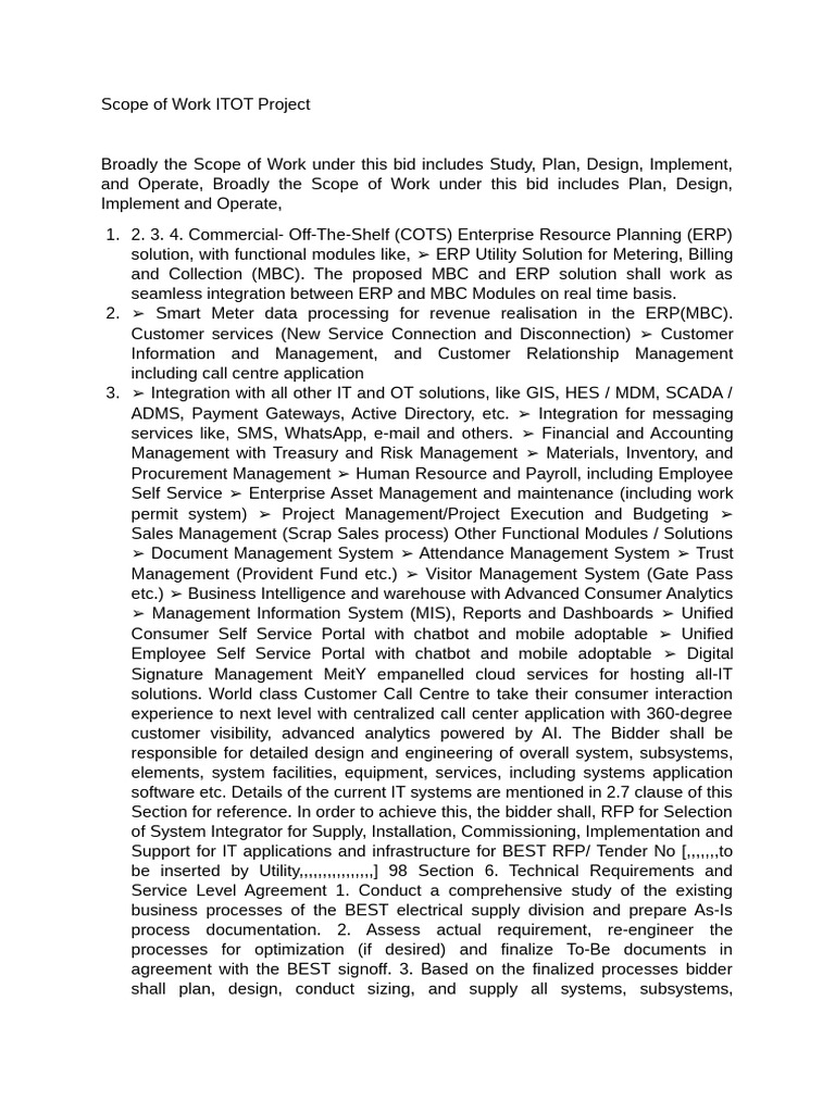 ITOT Project Scope of Work Overview | PDF | Enterprise Resource ...