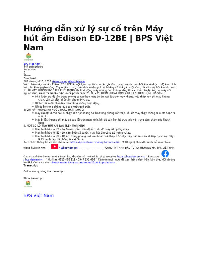 Loi May Hut Am Edison E12b | PDF