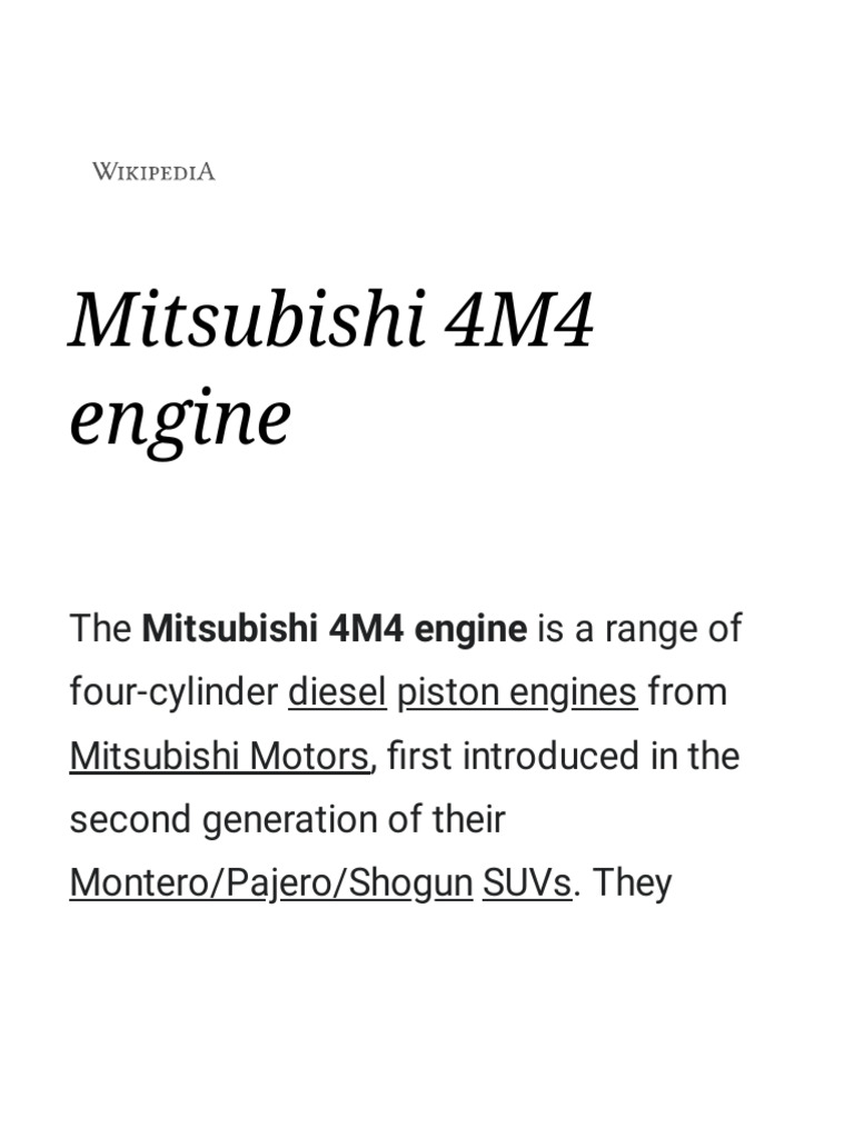Mitsubishi 4M4 Engine - Wikipedia | PDF | Engines | Mechanical Engineering