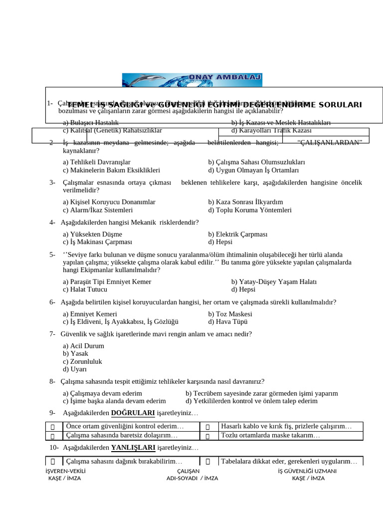 Temel İSG Soru | PDF