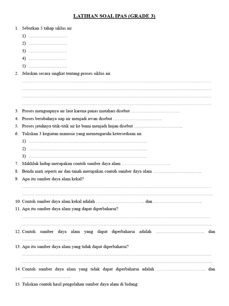 Soal IPAS Kelas 3 Kurikulum Merdeka | PDF