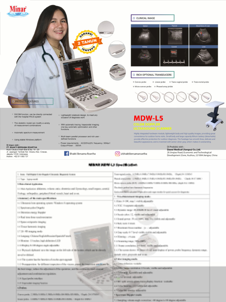 MINAR Color Ultrasonic Diagnostic Apparatus MDW-L5 | PDF