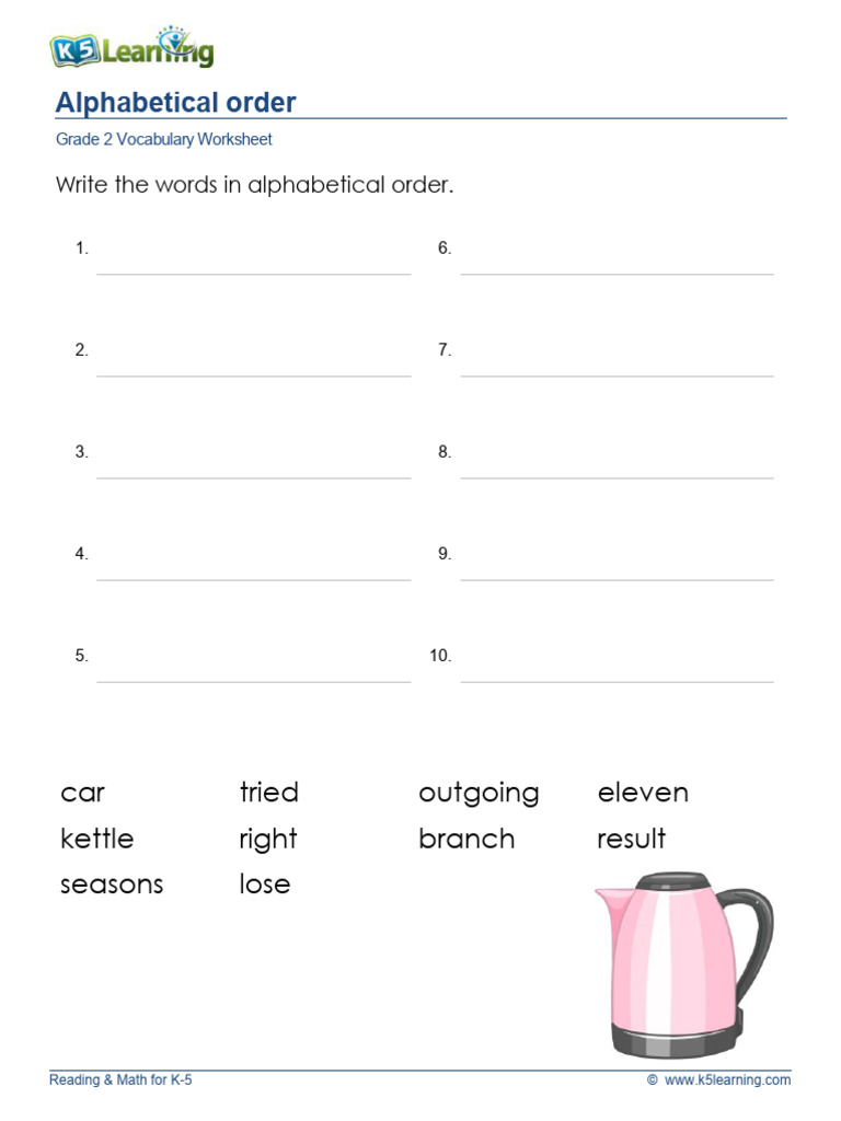 2nd Grade Alphabetical Order List 6 | PDF