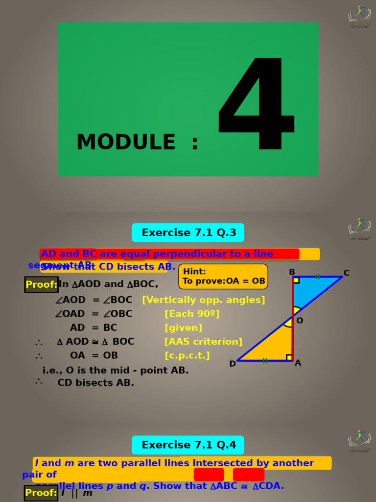 Triangles Lecture 2 | PDF | Perpendicular | Elementary Mathematics