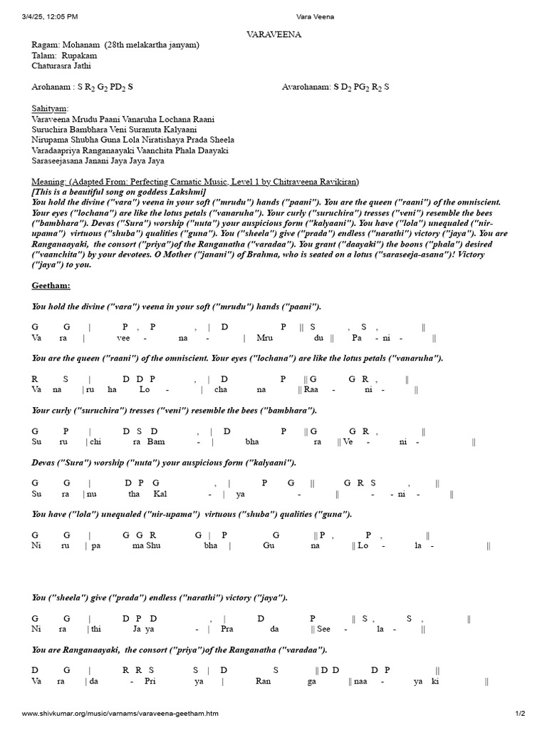 Vara Veena geetham (1) | PDF | Hindu Deities | Hindu Gods