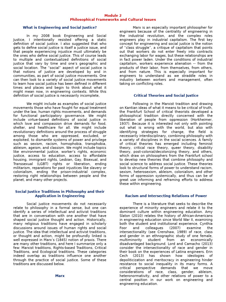 Module 2 - Philosophical Frameworks and Cultural Issues | PDF | Justice | Crime & Violence