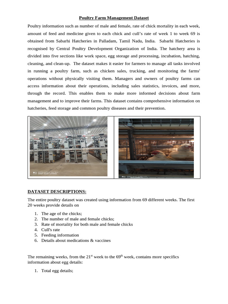 Poultry Farm Management Dataset Overview | PDF | Poultry Farming | Chicken