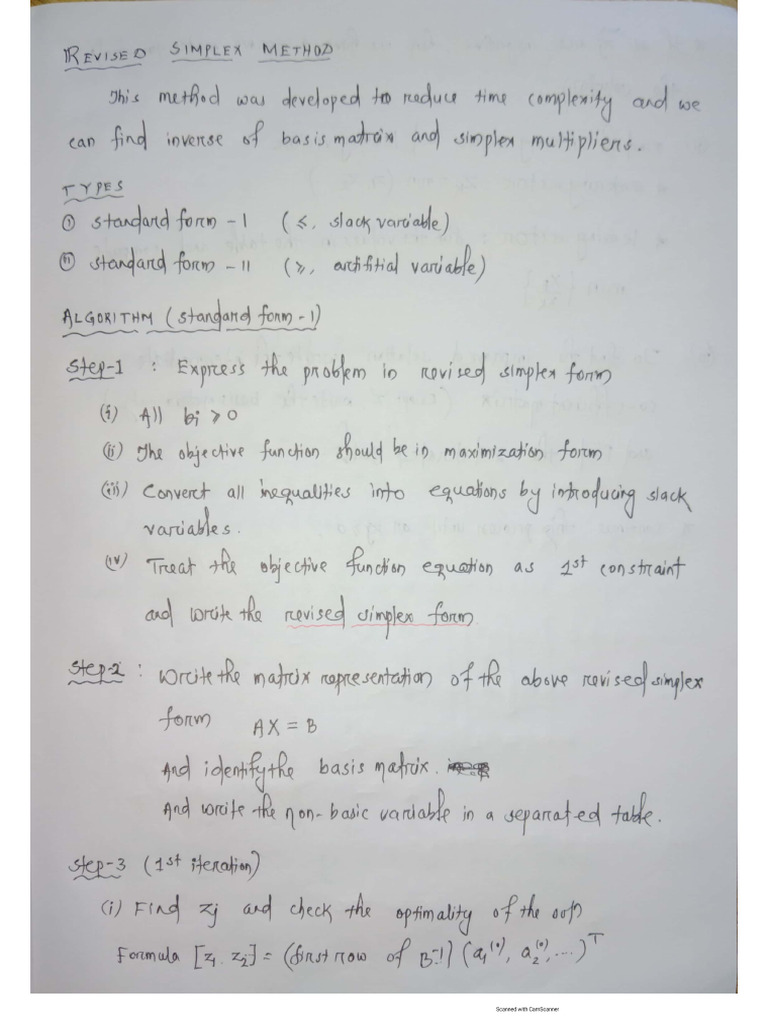 Revised Simplex Method | PDF