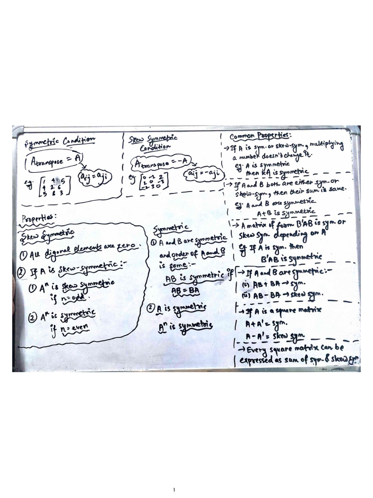 Matrix And Determinants Short Notes | PDF