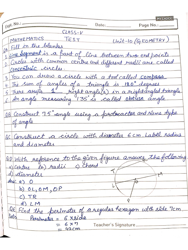 Grade V Geometry Test 6.02.2025 | PDF