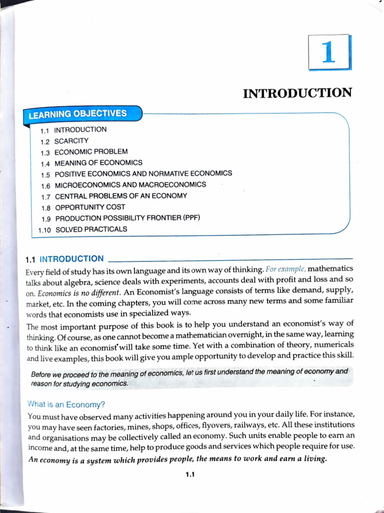 Ch-1 (Introduction) - Micro Economics Class11th | PDF