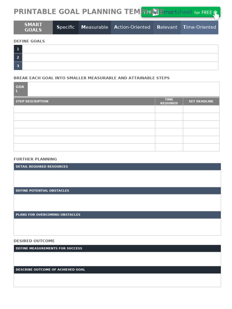 SMART Goal Planning Template | PDF