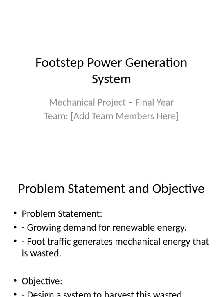 Footstep Power Generation Detailed Project | PDF