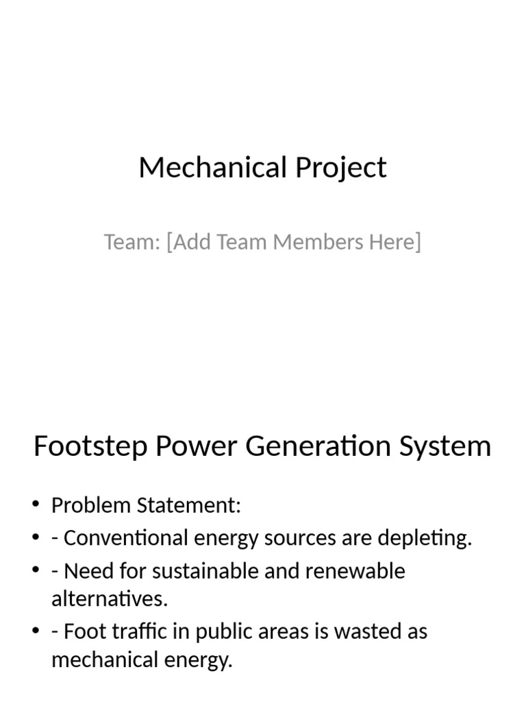 Footstep Power Generation Project | PDF