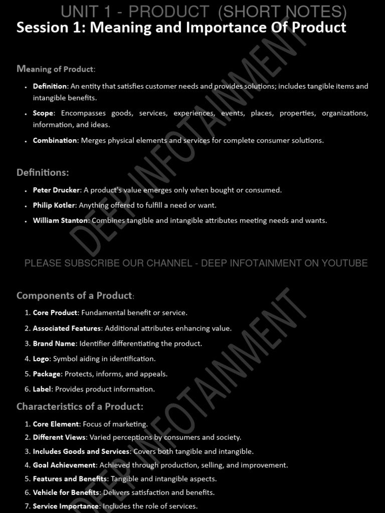 Unit 1 Product Marketing Main Short Notes Class 12TH | PDF | Marketing ...