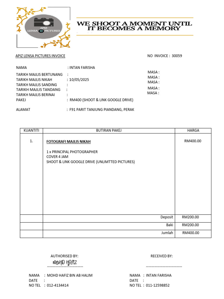 Invoice 30059 Intan Farisha | PDF