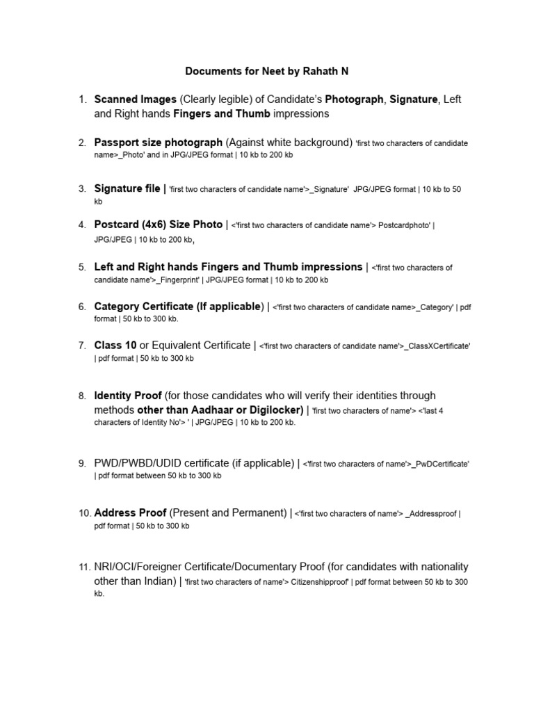 Documents For Neet by Rahath N | PDF