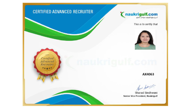Naukrigulf Recruiter Certification Achieved | PDF