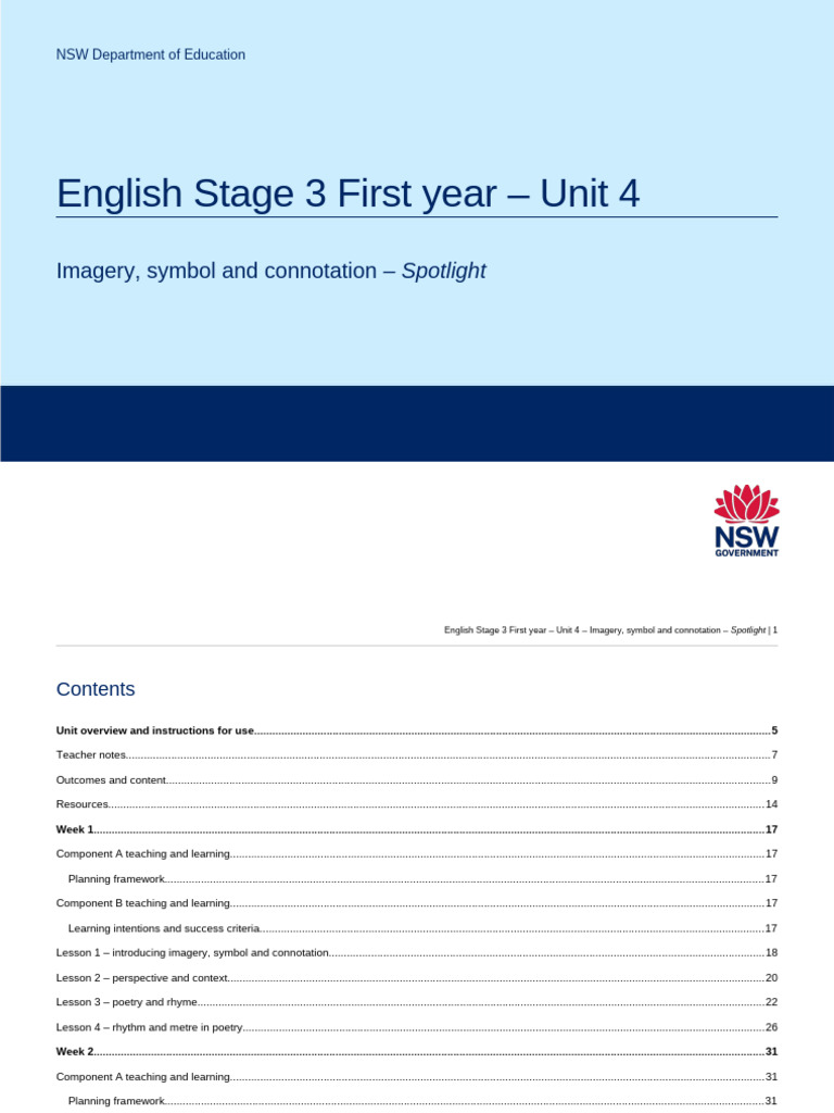 English s3 First Year Unit 04 Imagery Symbol Connotation | PDF ...