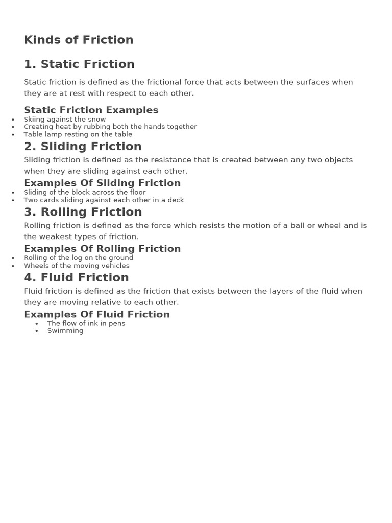 Kinds of Friction Grade 6 Q3 | PDF