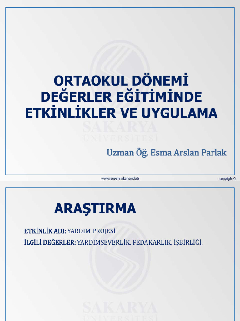 Ortaokul Donemi Etkinlik Ve Uygulama 2 (Dokuman) | PDF