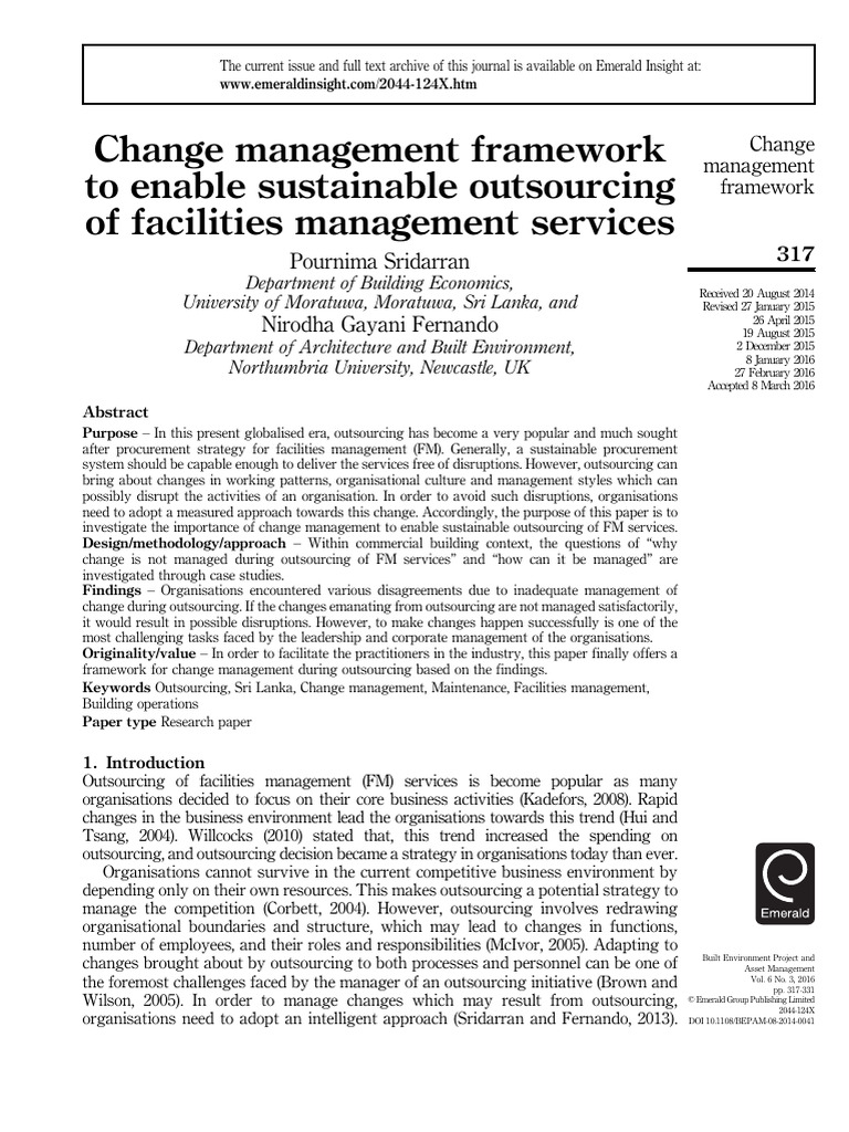 Week 3 - Change management framework to enable sustainable outsourcing ...