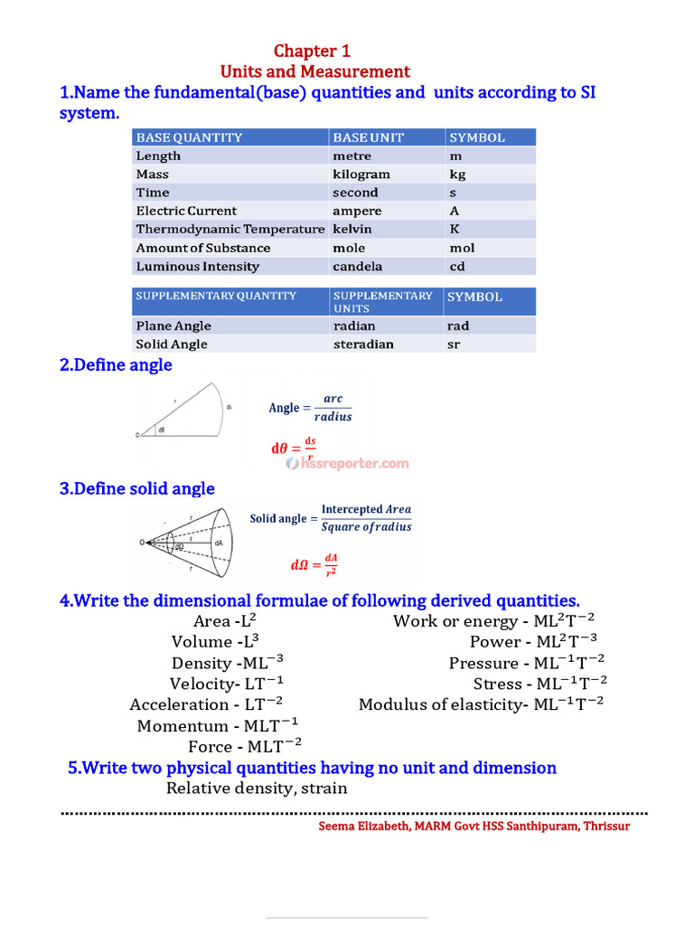 SI Units and Dimensional Analysis Guide | PDF | Force | Acceleration
