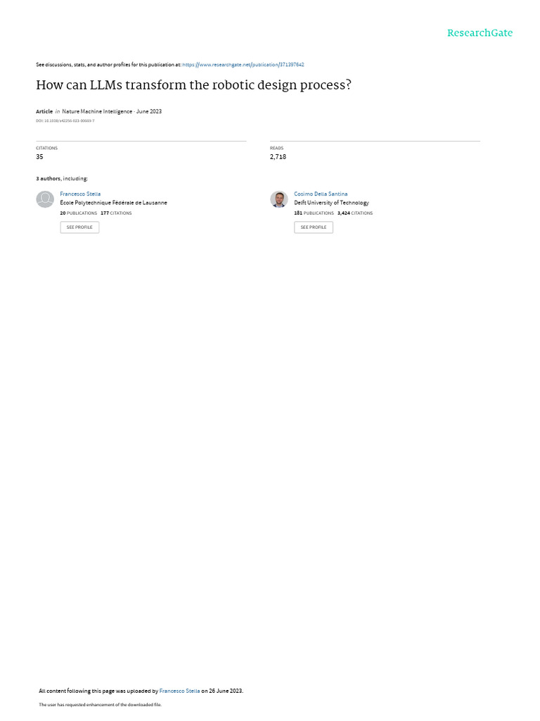 How Can LLMs Transform The Robotic Design Process | PDF | Artificial Intelligence | Intelligence ...