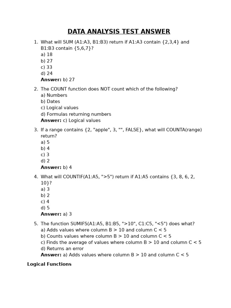 Data Analysis Test Answer | PDF | Table (Database) | Data Management