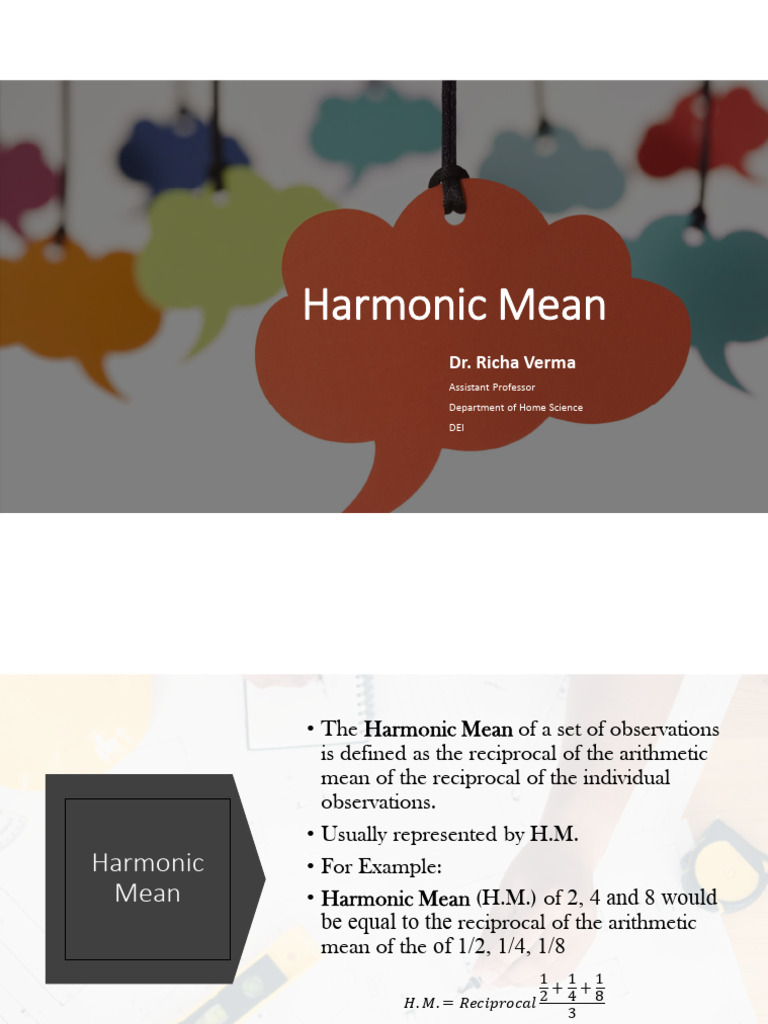 Harmonic Mean: Definition and Calculation | PDF | Mean | Arithmetic Mean