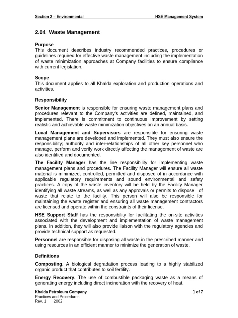 2.04 Waste Management-1 | PDF | Waste Management | Waste
