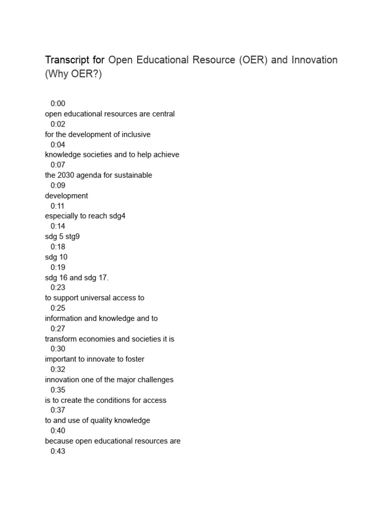 Open Educational Resource Oer And Innovation Why Oer Pdf