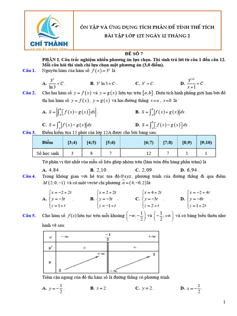 Bai Tap Lop 12T Ngay 12 Thang 2 | PDF