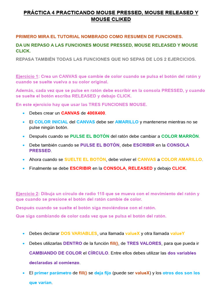 Práctica 4 Practicando Distintos Mouse | PDF