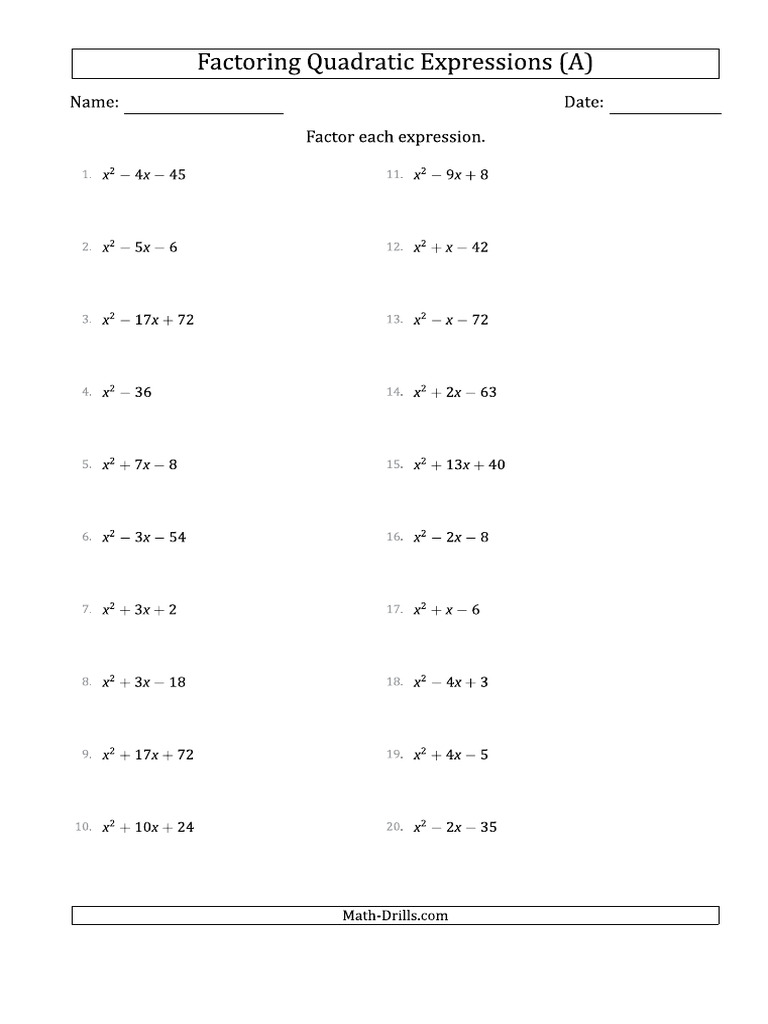 Factorise Quadratic Equations | PDF